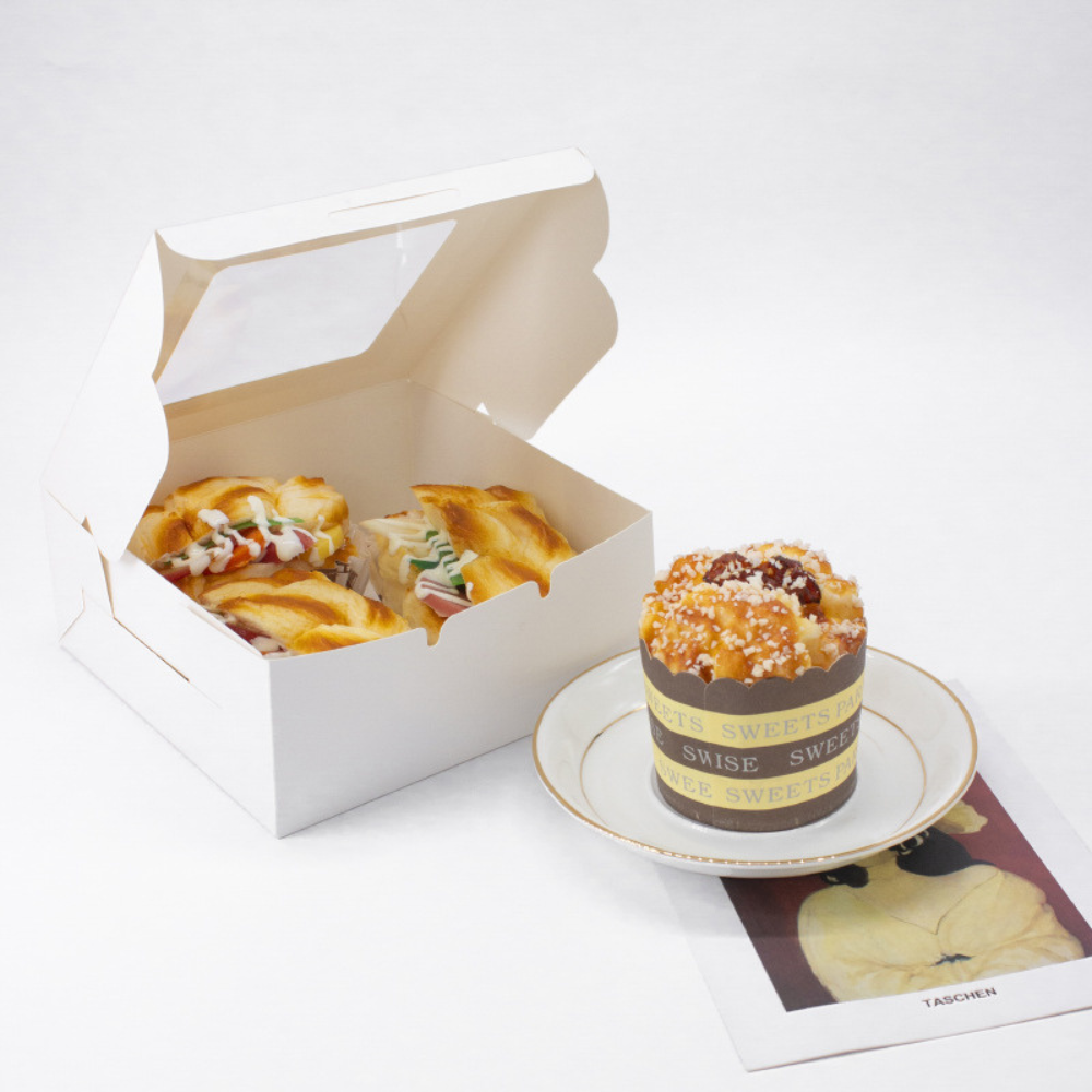 8x8x2.5" White Cake Paper Box W/ Window Paperboard Cake Bakery Boxes ...