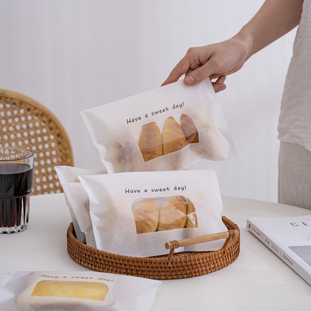 White Single Toast Bread Sealing Paper Bakery Bag 8.27"x7.09"-400 Pcs ...