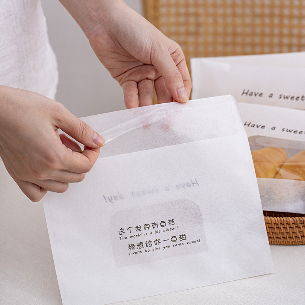 White Single Toast Bread Sealing Paper Bakery Bag 8.27"x7.09"-400 Pcs ...