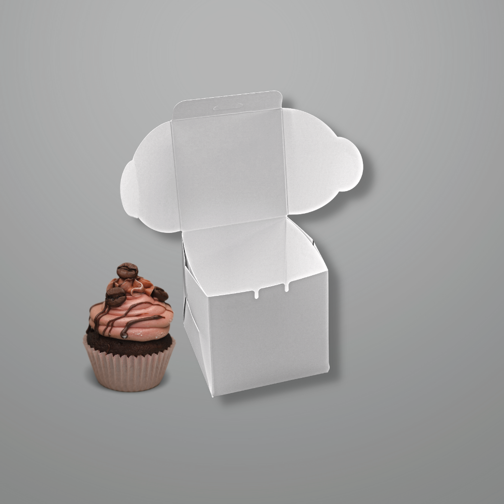 4.25x4.25x4.25" White Square Cake Paper Box Paperboard Bakery Cake Box ...