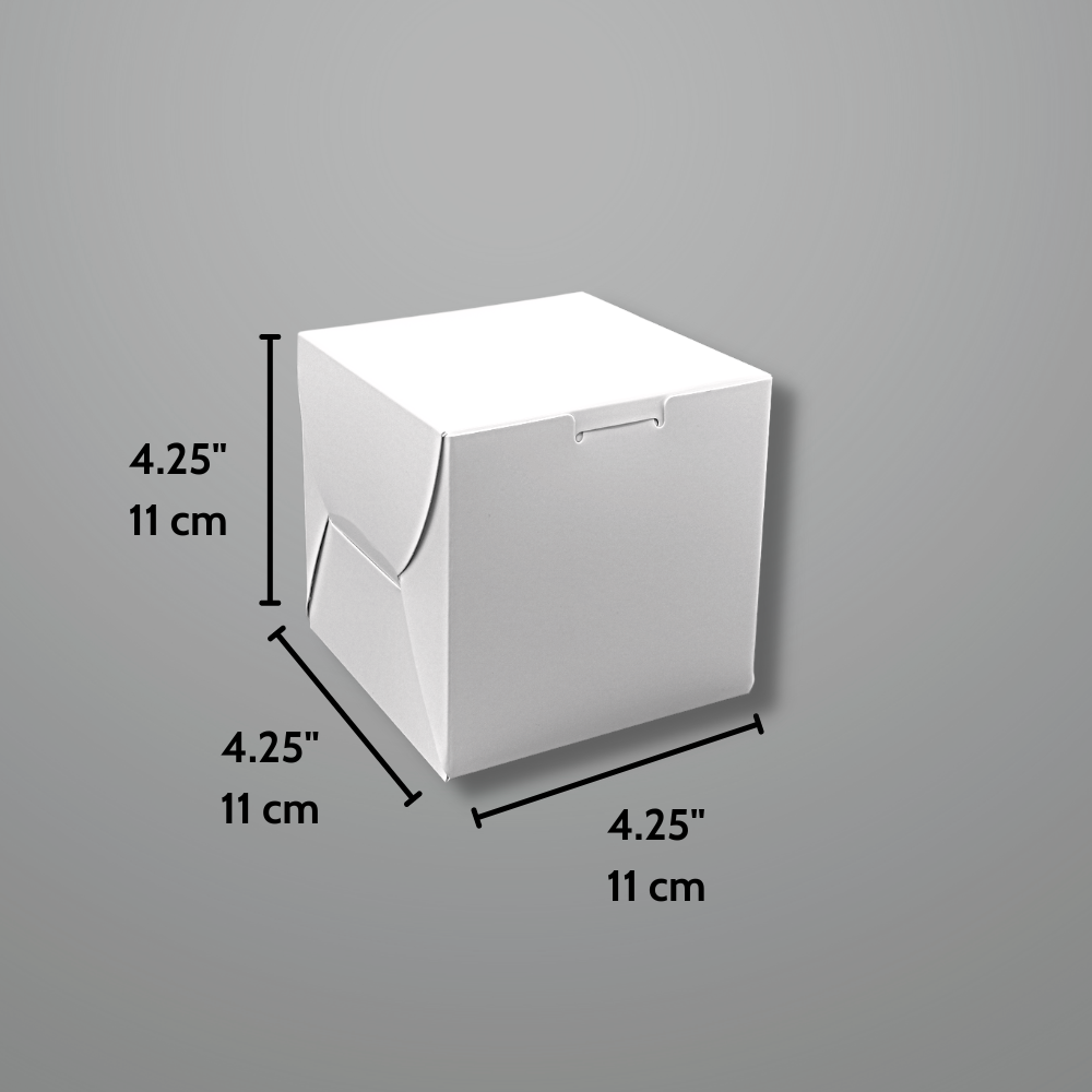 4.25x4.25x4.25" White Square Cake Paper Box Paperboard Bakery Cake Box ...