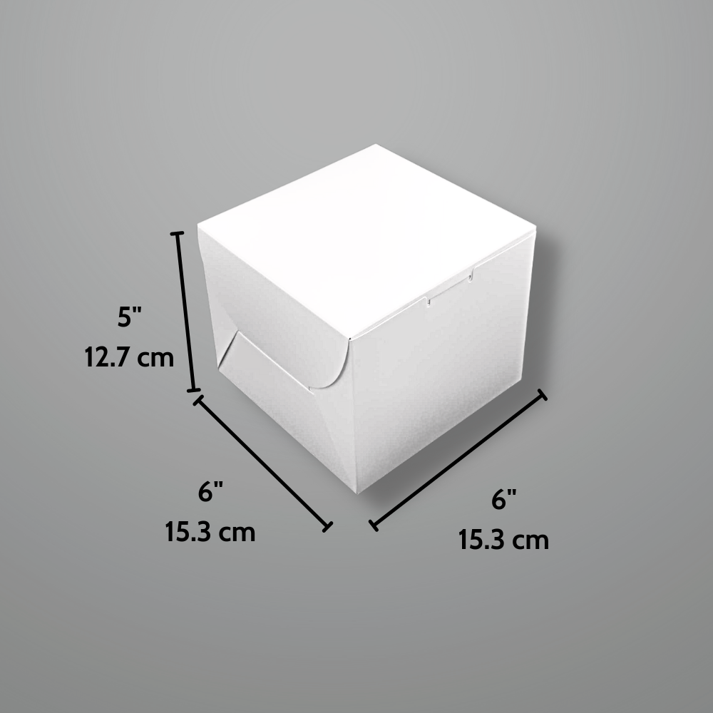 6x6x5" White Square Cake Paper Box Paperboard Bakery Box - 100 Pcs – HD ...