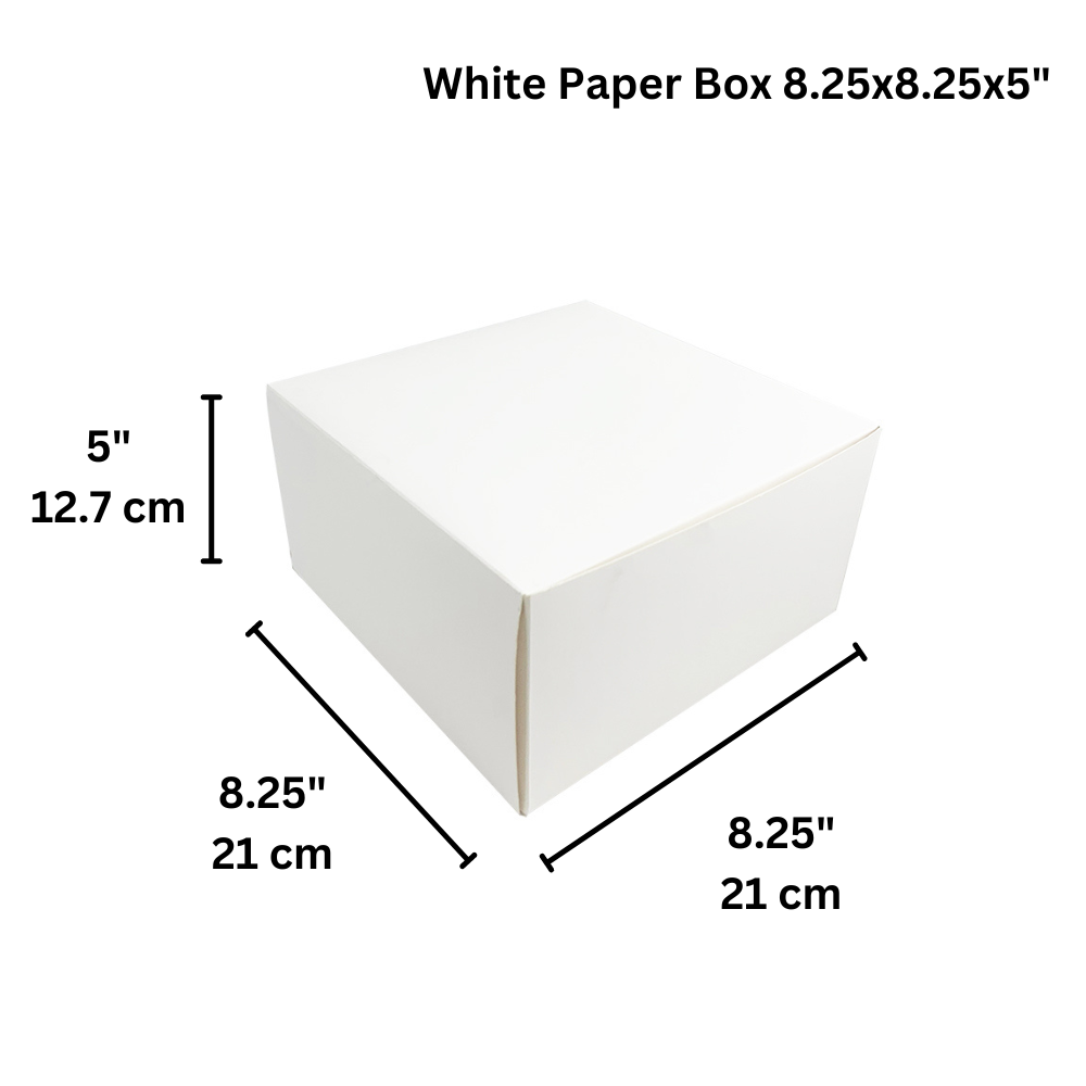 8.25x8.25x5" White Square Cake Paper Box Cardboard Bakery Box-100 Pcs ...
