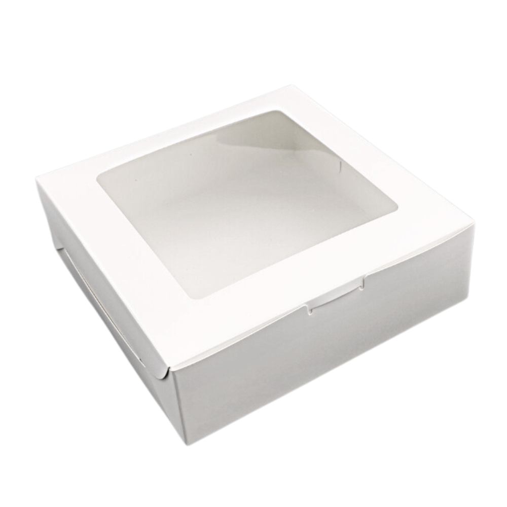 10x10x2.5" White Cake Paper Box W/ Window Paperboard Cake Bakery Boxes ...