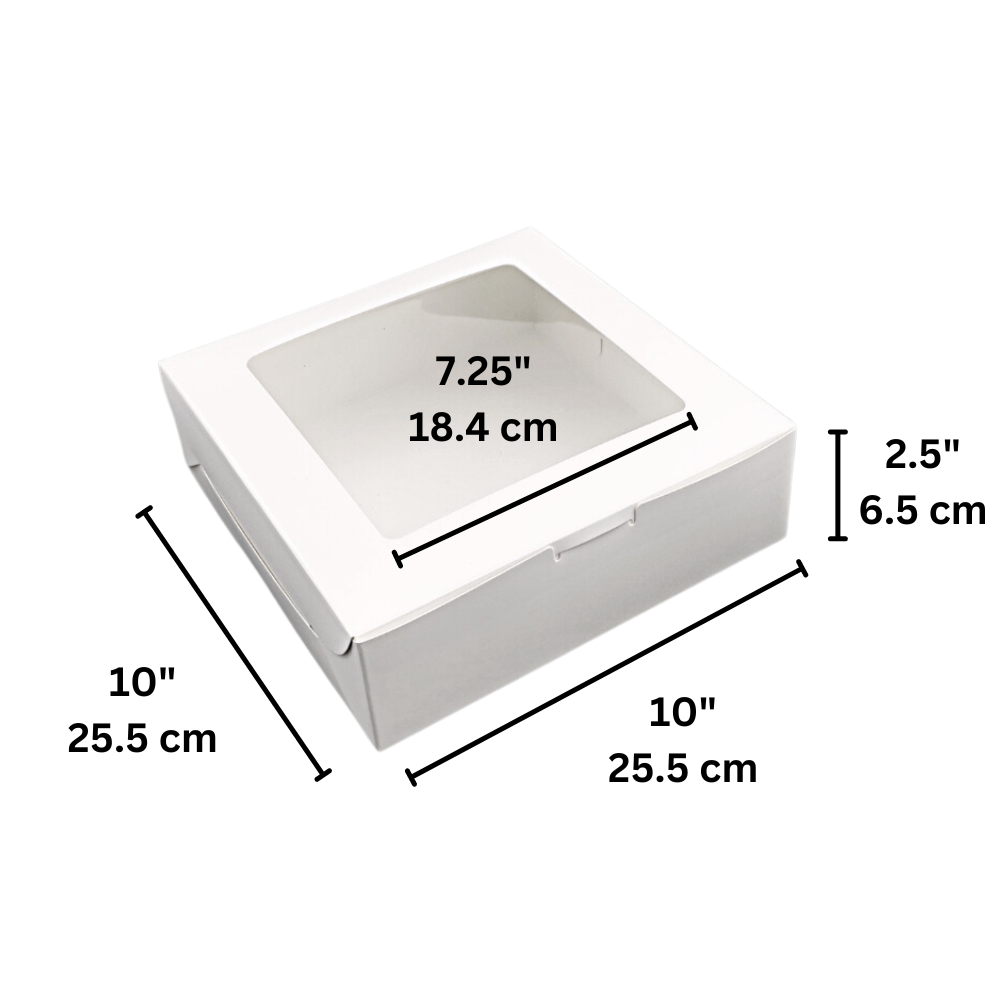 10x10x2.5" White Cake Paper Box W/ Window Paperboard Cake Bakery Boxes ...
