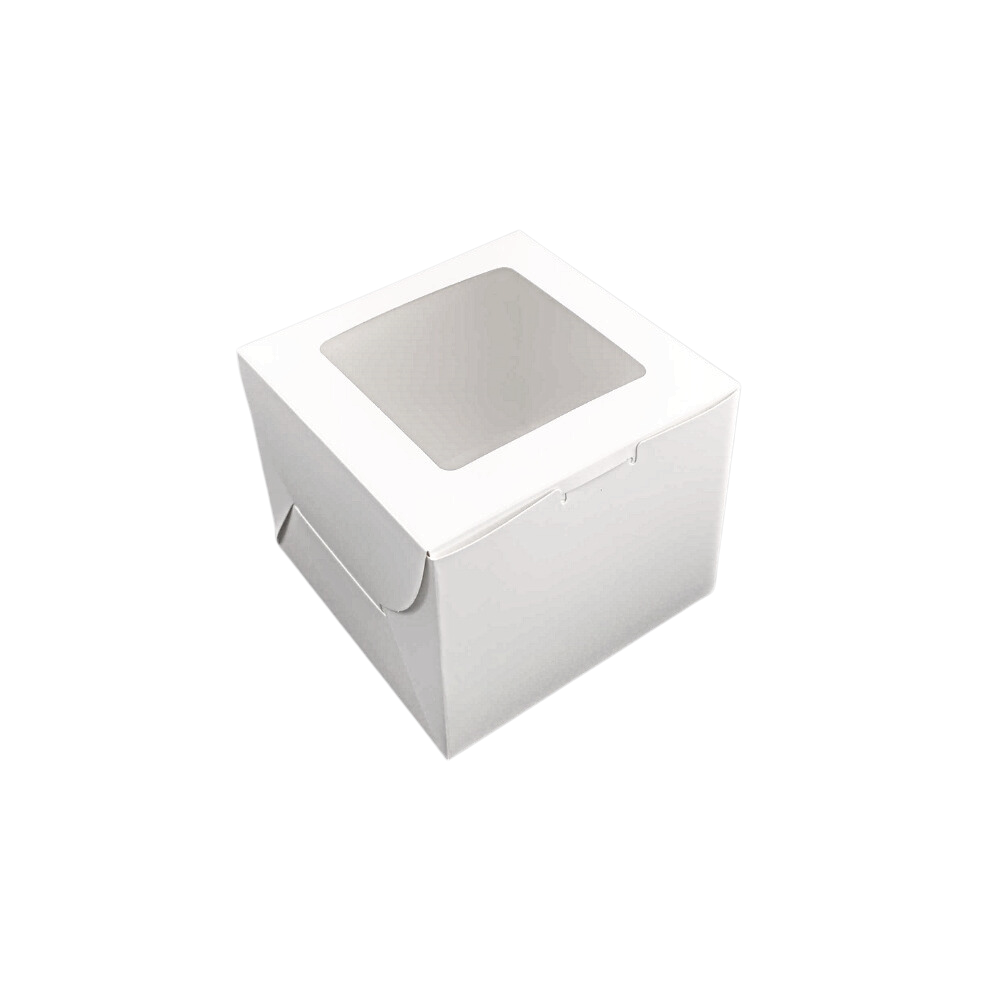 6x6x5" White Square Cake Paper Box With Window Paperboard Bakery Box ...