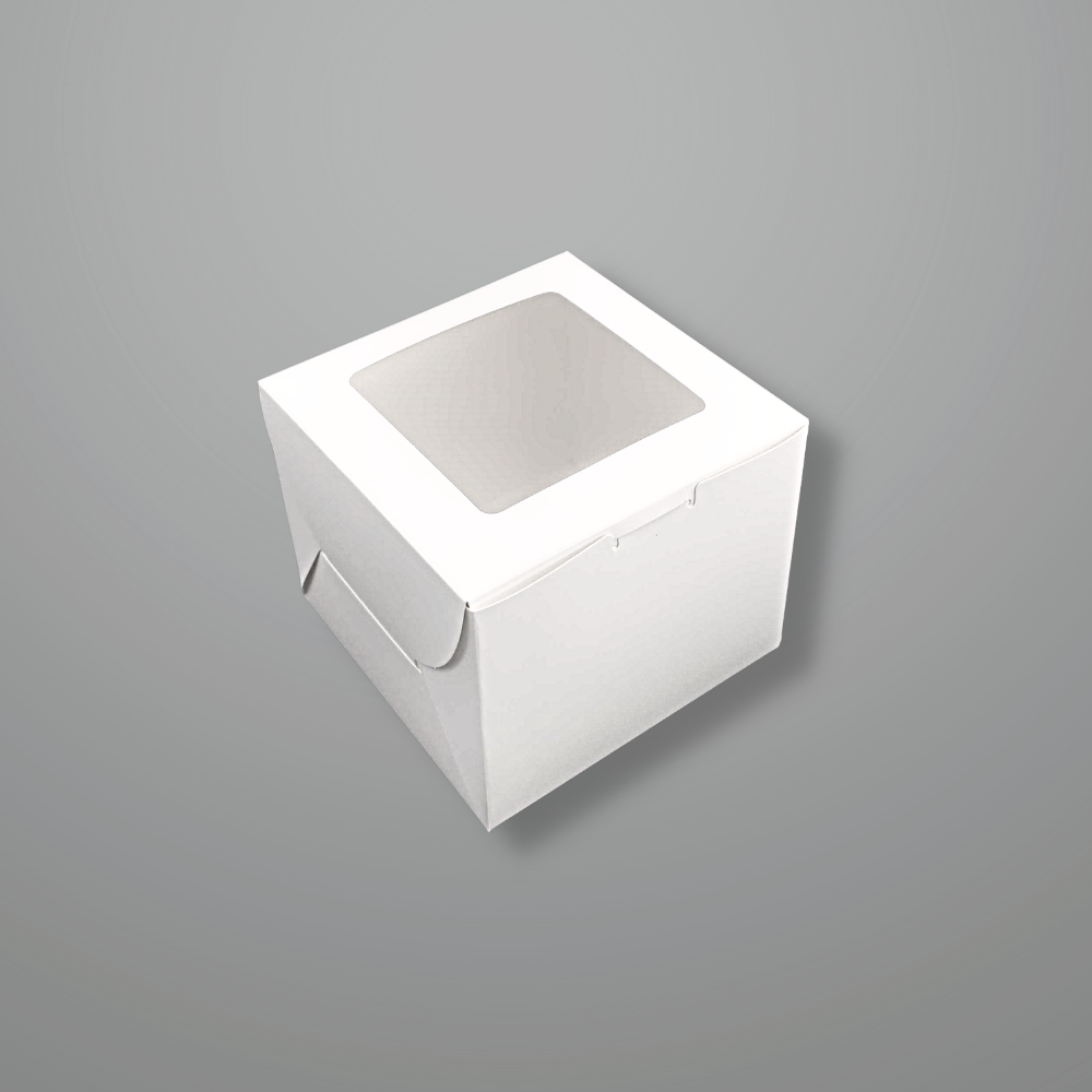 6x6x5" White Square Cake Paper Box With Window Paperboard Bakery Box ...