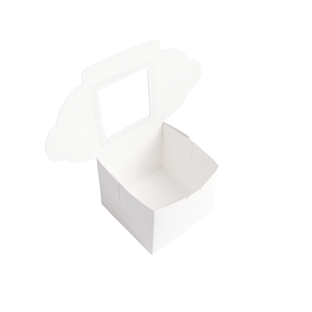 6x6x5" White Square Cake Paper Box With Window Paperboard Bakery Box ...