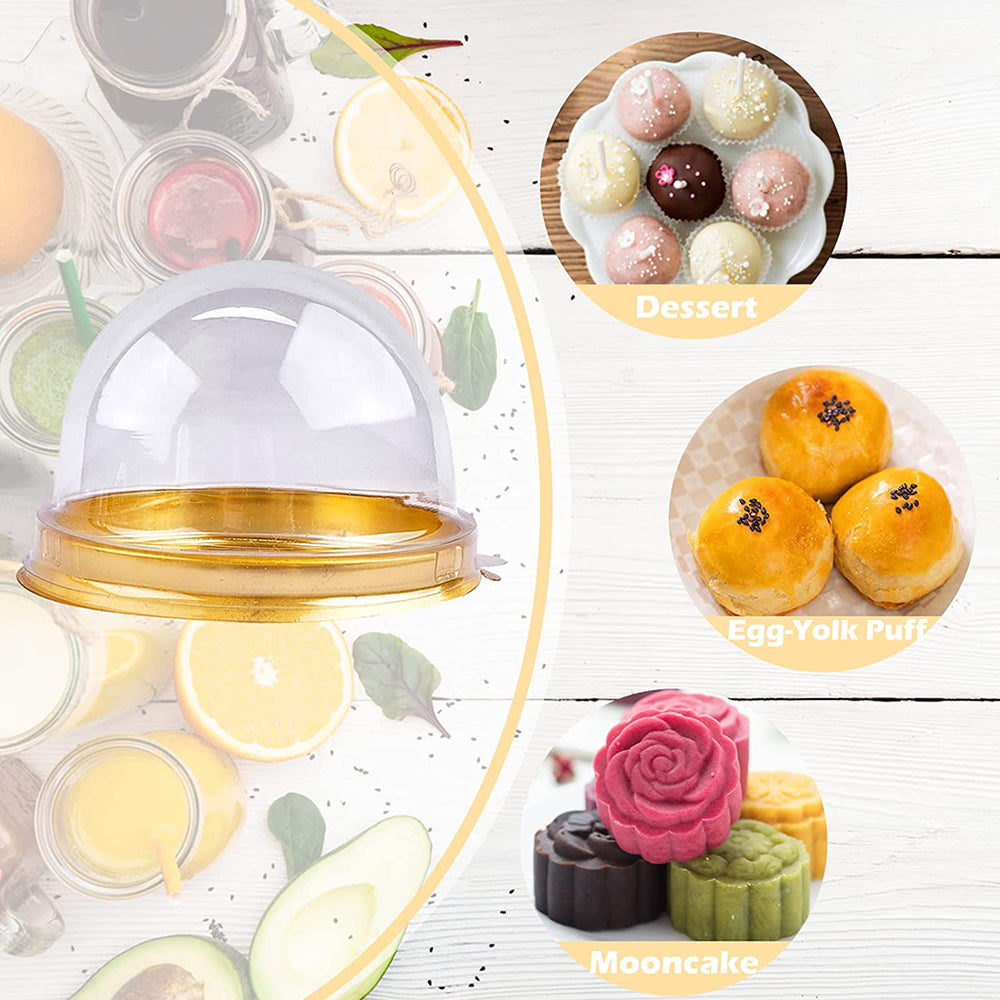 Y70 Single Pastry Container | Golden Tray W/ Clear Dome Lid-3600 Sets ...