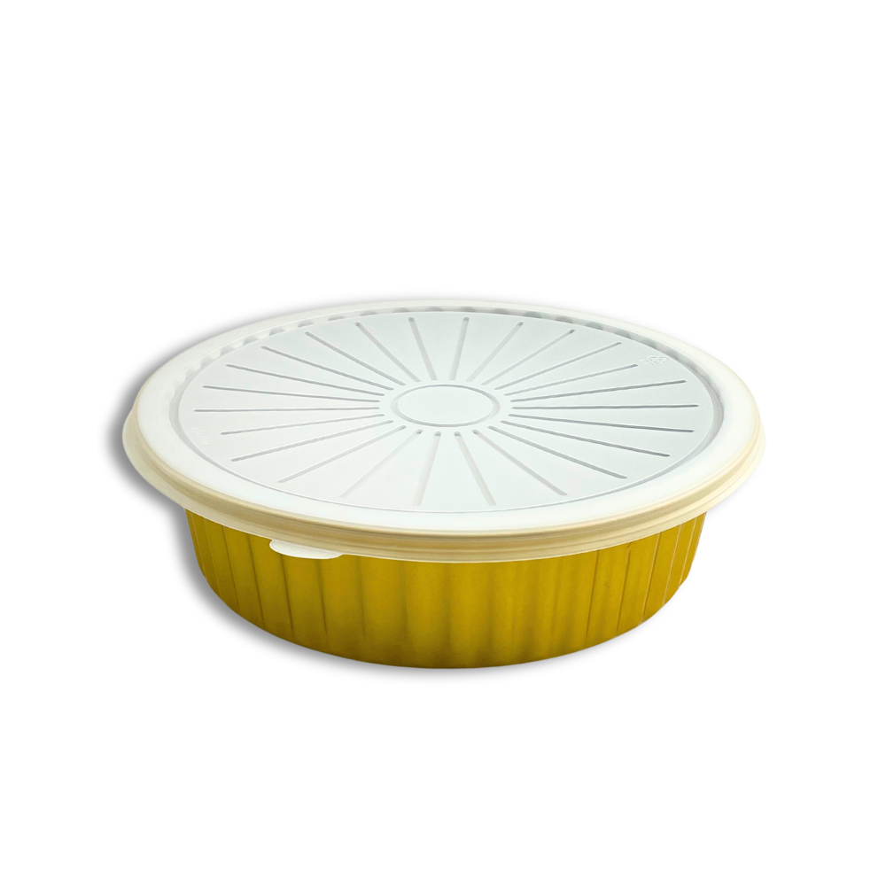 Y250-2000 | 67oz Golden Thick Round Aluminum Foil Container W/ PP Lid ...