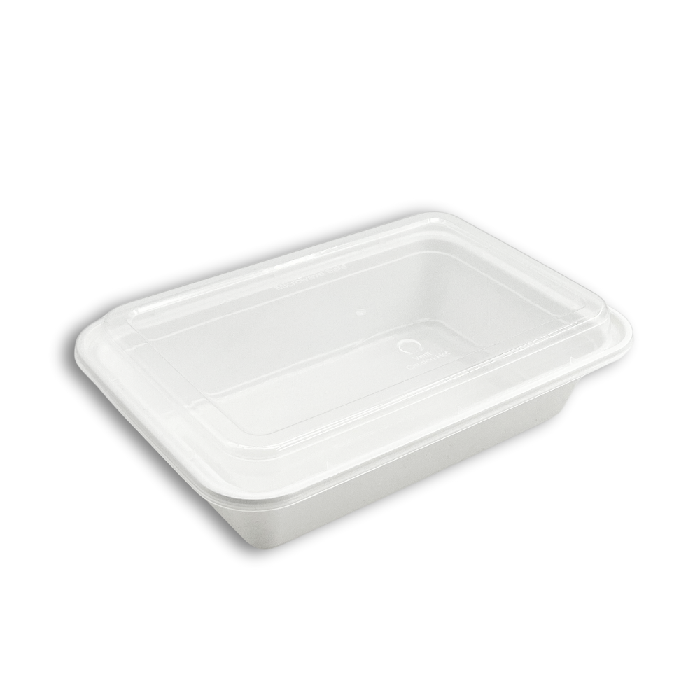 ZS-9638 38oz Microwaveable PP White Rectangular Container W/Vented Lid ...