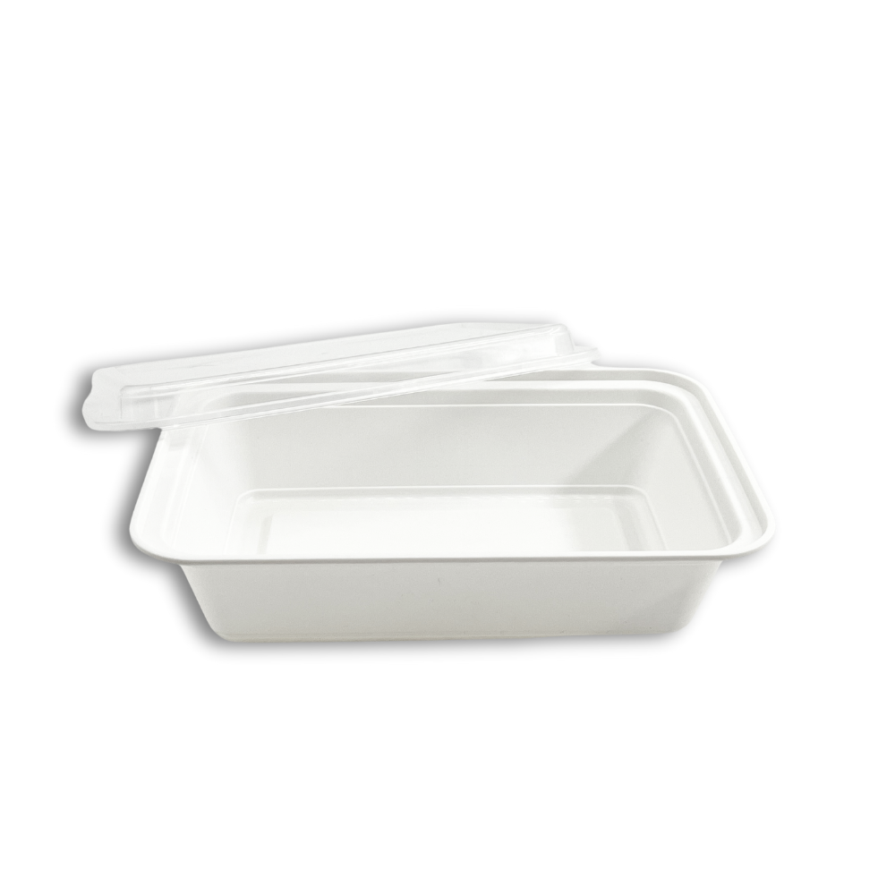 ZS-9638 38oz Microwaveable PP White Rectangular Container W/Vented Lid ...
