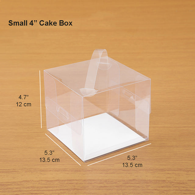 Clear Square Cake Box W/ Handle & Board | Ideal for 3" 4" Cake-50 Sets ...