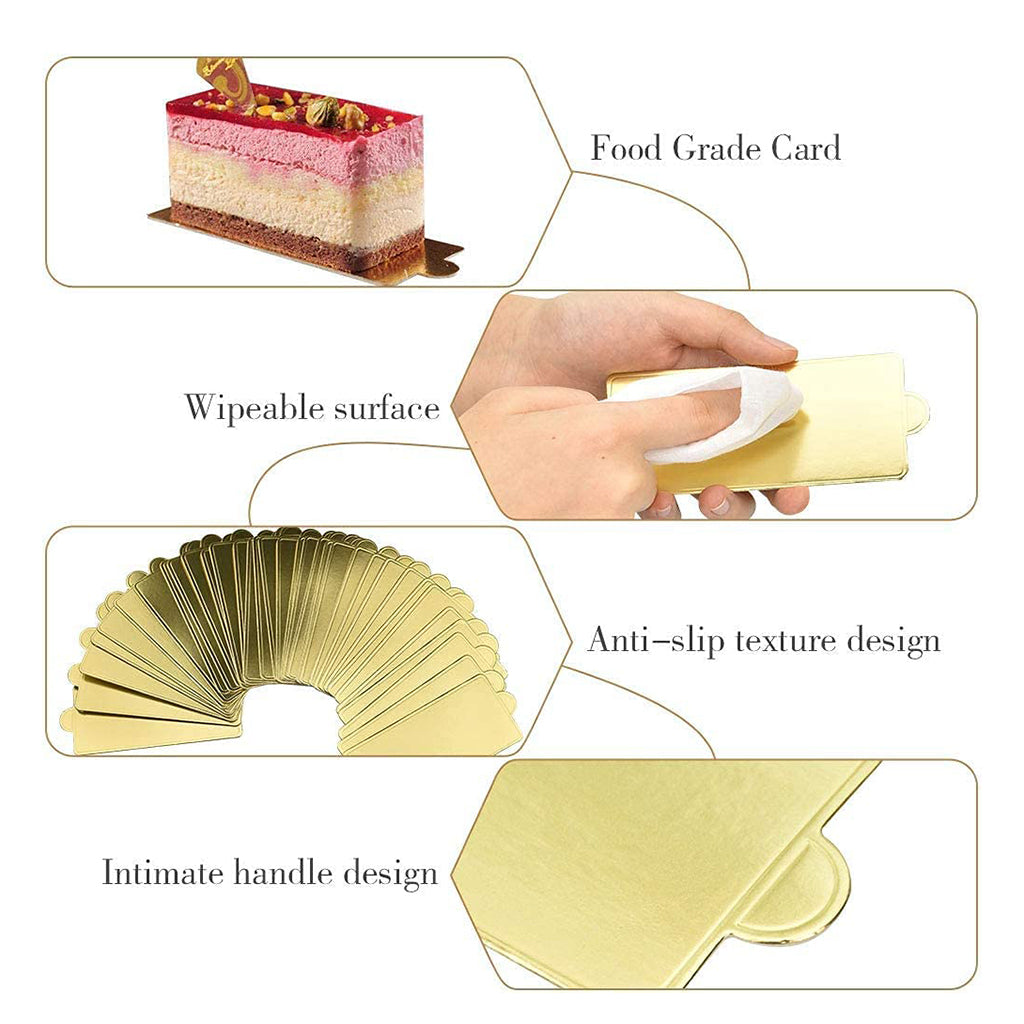 4x2.36" Golden Rectangular Cake Paper Pad Mousse Cake Base - 100 Pcs ...
