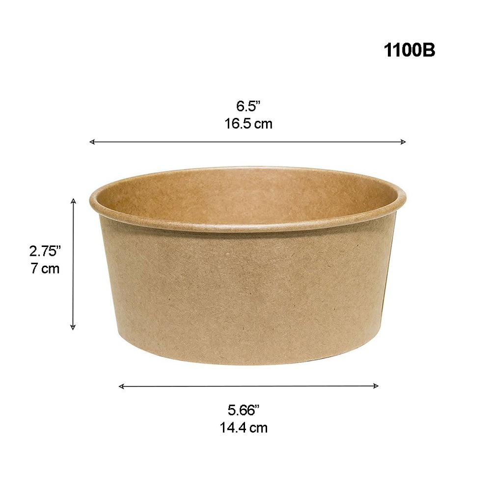 #1100B | 37oz Kraft Round Paper Bowl | 165mm Top (Base Only) – HD Bio ...