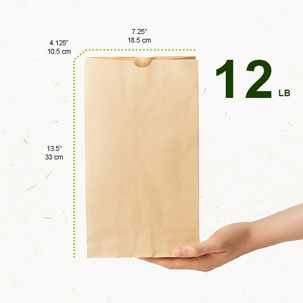 12lb Paper Kraft Bakery Bag | 7.25x4.125x13.5" – HD Bio Packaging