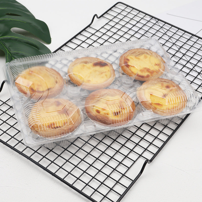 F1109 PET | 6 Egg Tart Clear Rectangular Hinged Container - 200 Pcs ...