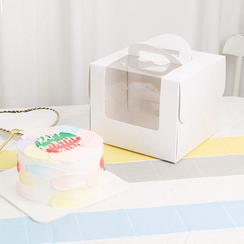 White Cake Box W/Window&Handle&Board | Ideal for 4" 6" 8" Cake-50 Sets ...