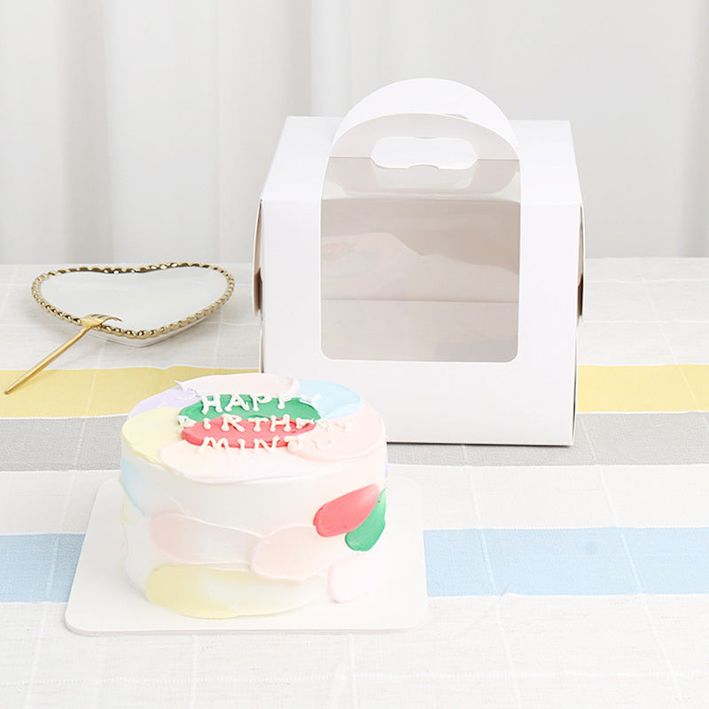 White Cake Box W/Window&Handle&Board | Ideal for 4" 6" 8" Cake-50 Sets ...