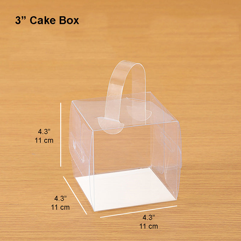 Clear Square Cake Box W/ Handle & Board | Ideal for 3" 4" Cake-50 Sets ...