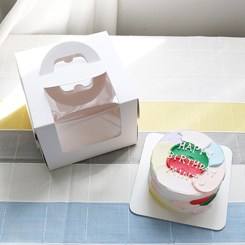 White Cake Box W/Window&Handle&Board | Ideal for 4" 6" 8" Cake-50 Sets ...