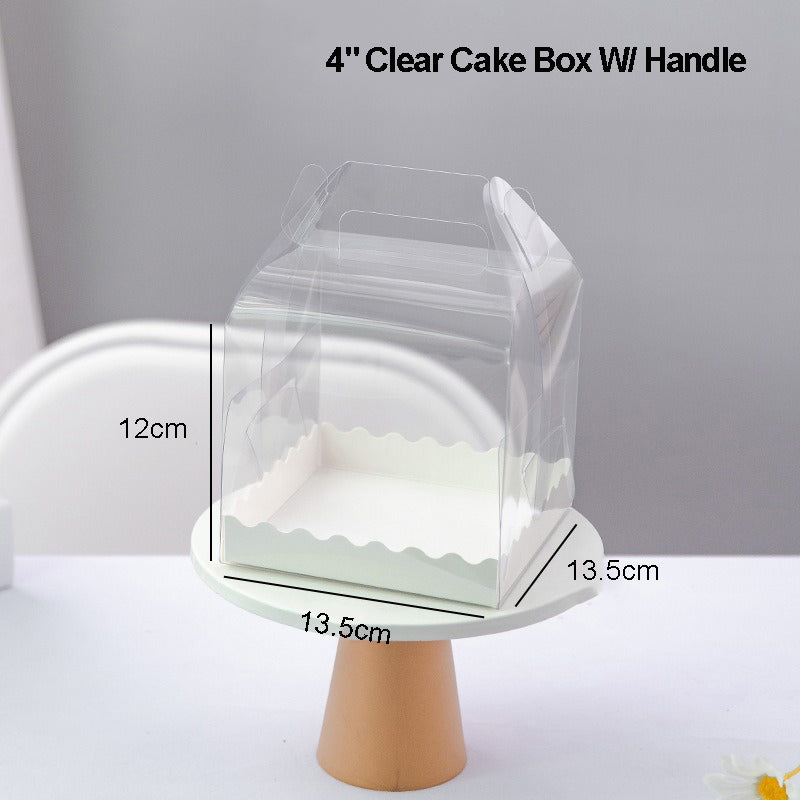 Clear Mini Cake Box W/ Handle & White Paper Board For 3" 4" 5" 6" Cake ...