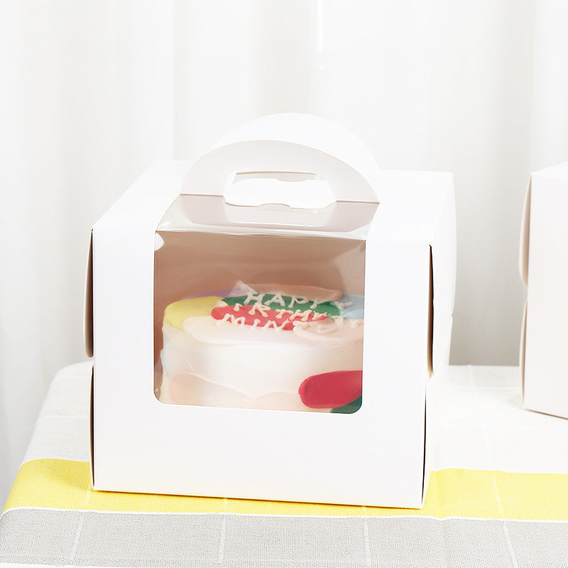 White Cake Box W/Window&Handle&Board | Ideal for 4" 6" 8" Cake-50 Sets ...