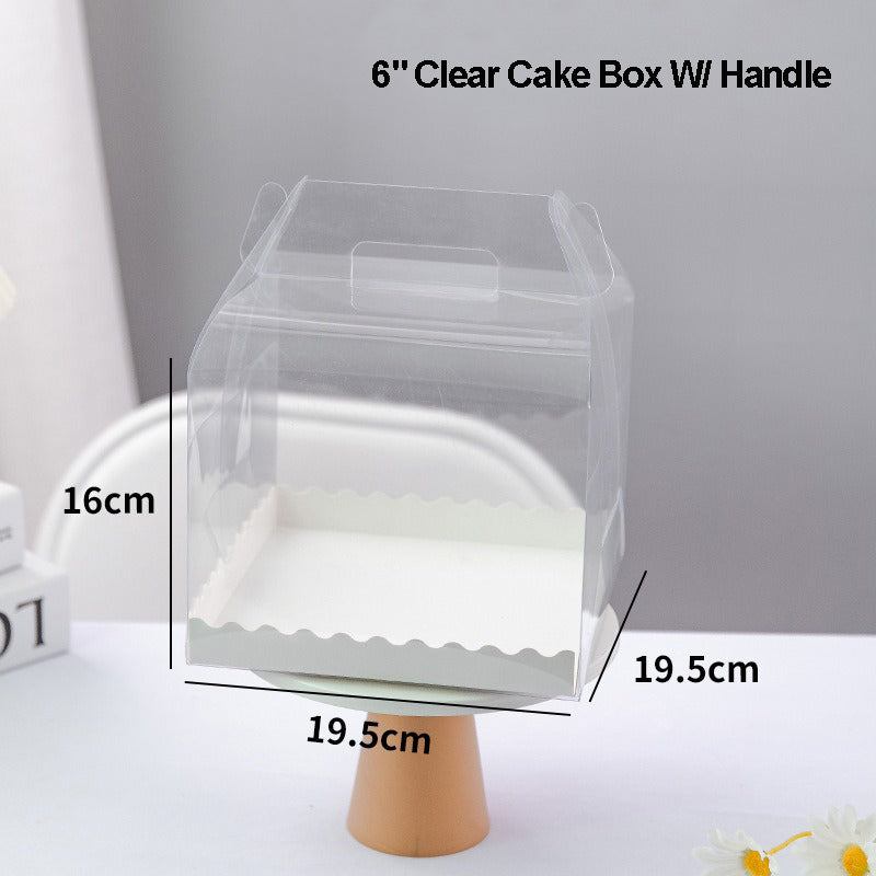 Clear Mini Cake Box W/ Handle & White Paper Board For 3" 4" 5" 6" Cake ...