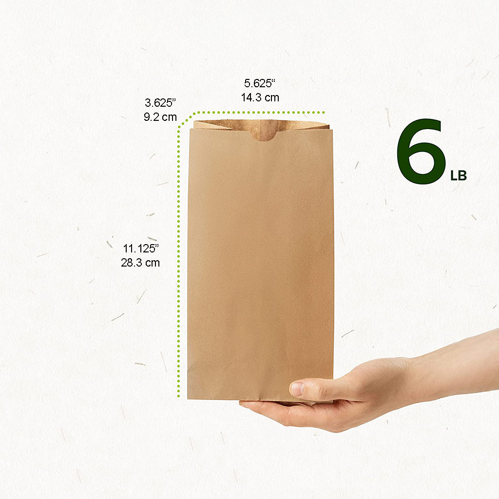 6lb Paper Kraft Bakery Bag | 5.625x3.625x11.125" – HD Bio Packaging