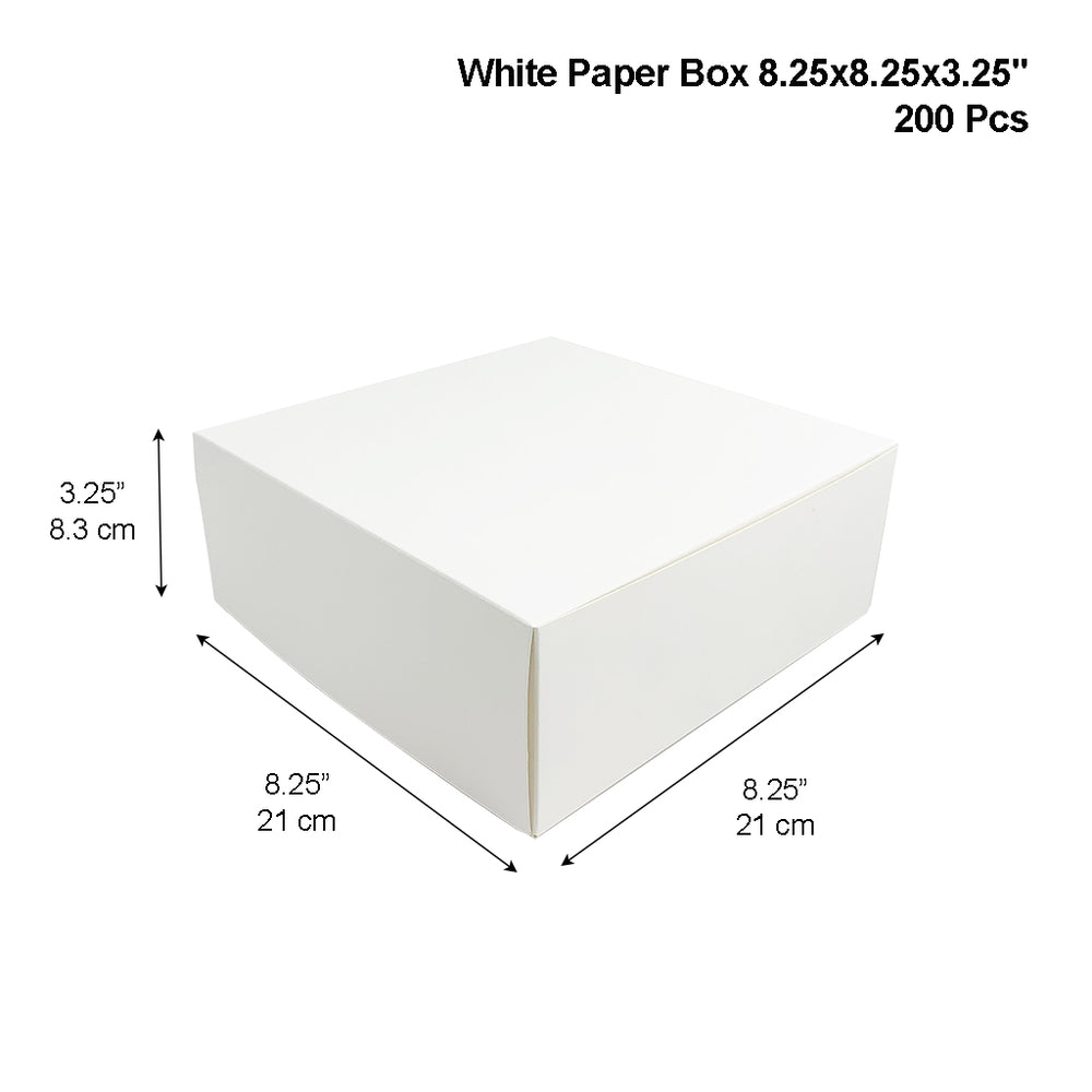 8.25x8.25x3.25" White Square Cake Paper Box Cardboard Bakery Box-200Pc ...