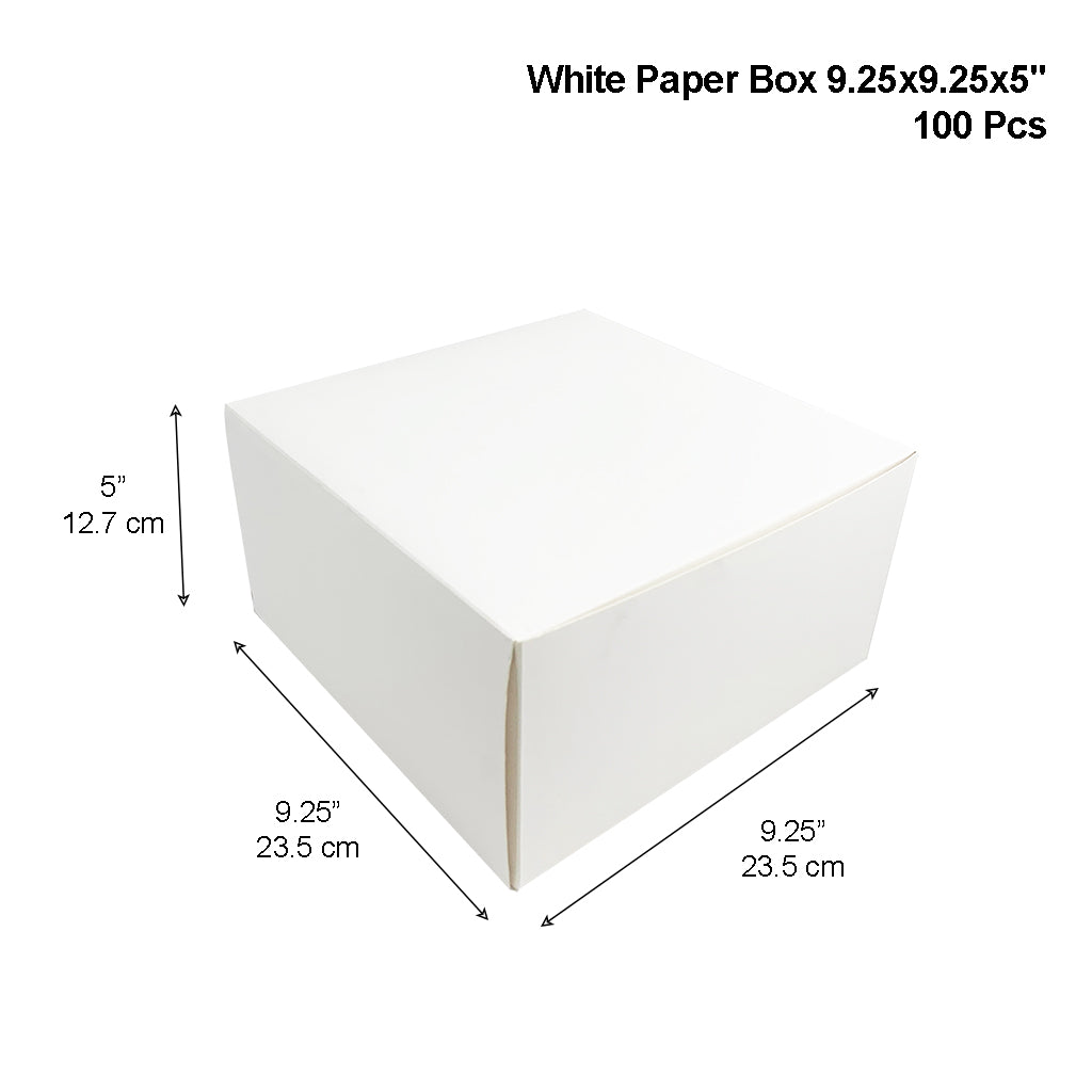 9.25x9.25x5" White Square Cake Paper Box Cardboard Bakery Box-100 Pcs ...
