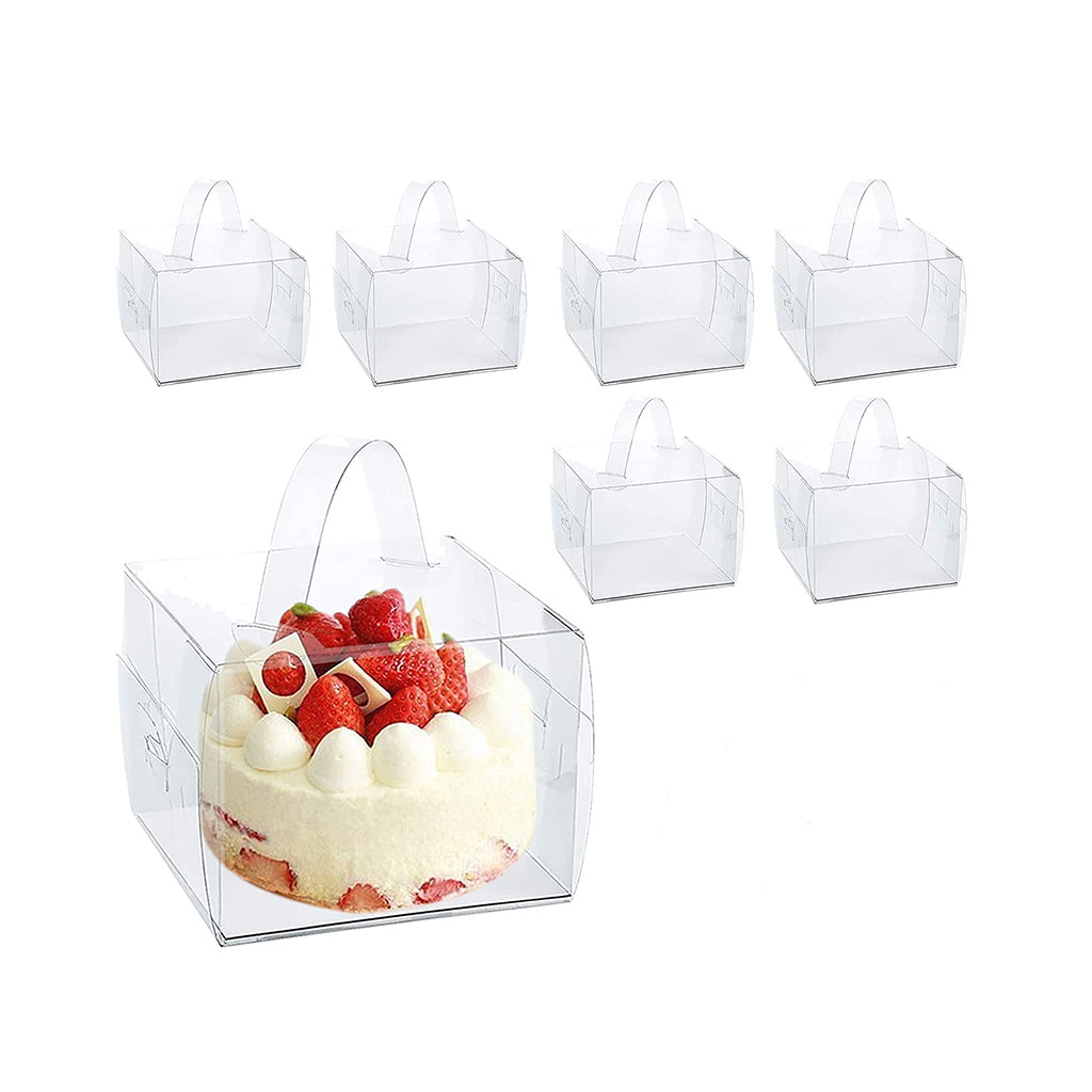 Clear Square Cake Box W/ Handle & Board | Ideal for 3" 4" Cake-50 Sets ...