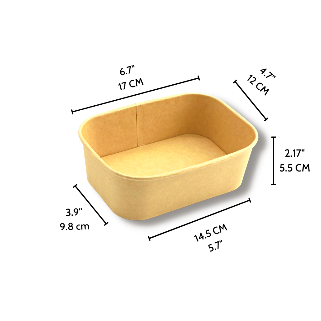 JH-R-750B | 26oz Rectangle Kraft Paper Container (Base Only) - 300 Pcs ...