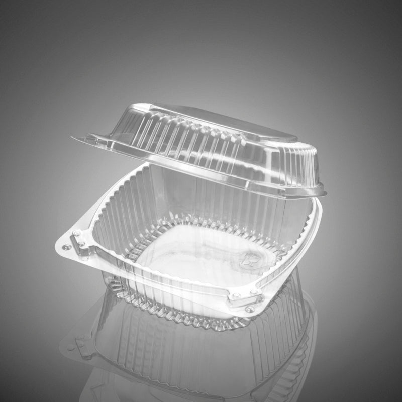 J038 PET Clear Plastic Square Hinged Container | 5.25x5.25x3"-500 Pcs ...