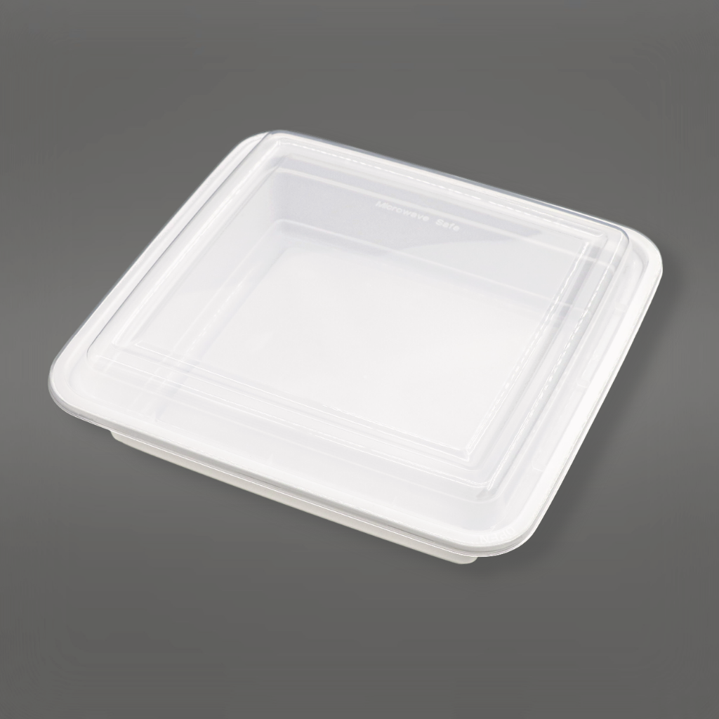 RE-48 HD 48oz Microwaveable White Square To Go Container W/Lid-150 Set ...