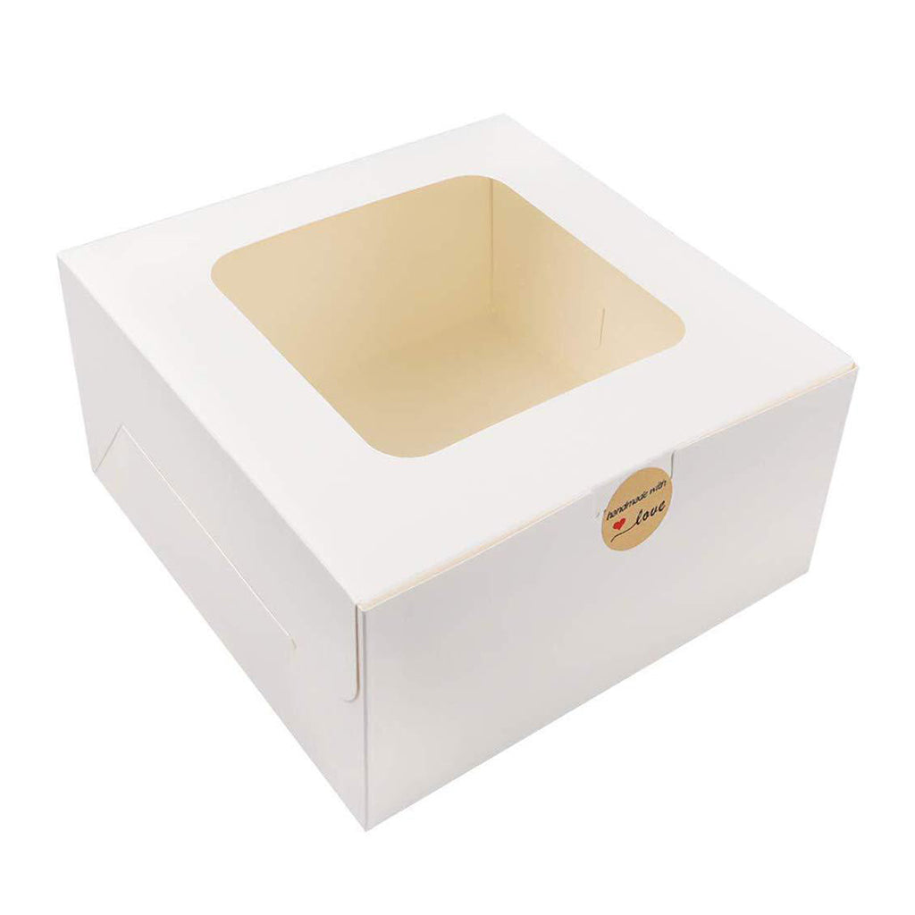 8x8x5" White Cake Paper Box W/ Window Paperboard Cake Bakery Boxes | HD ...