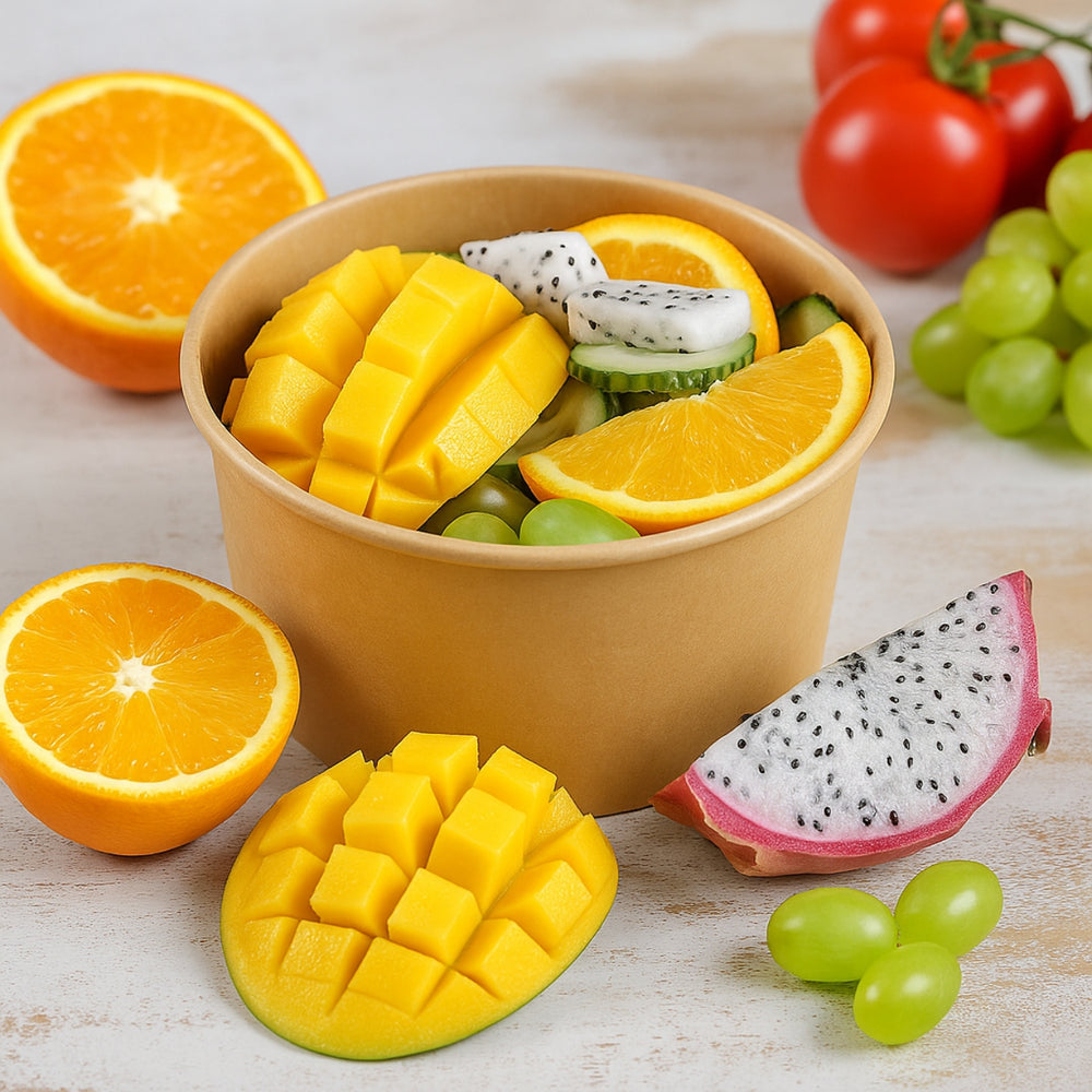 #1100B | 37oz Kraft Round Paper Bowl | 165mm Top (Base Only) – HD Bio ...