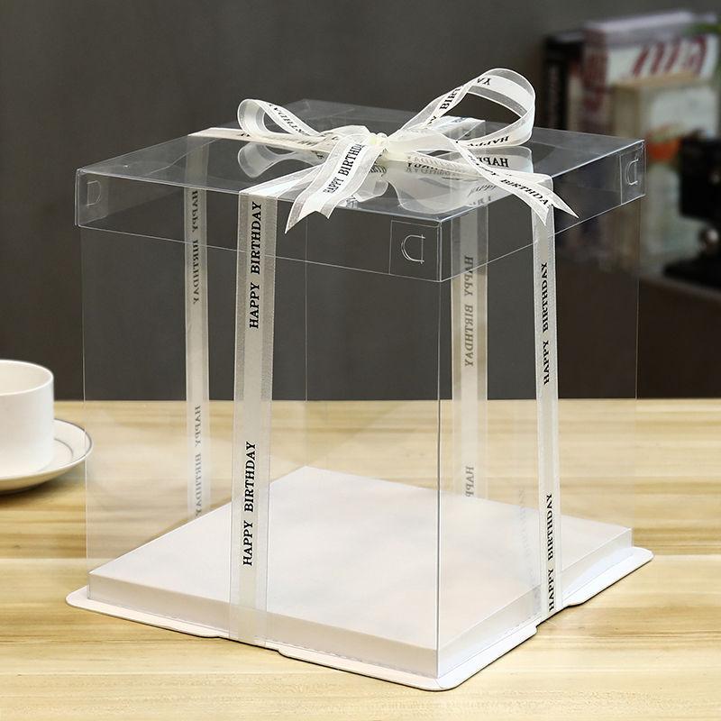 Clear Square Cake Box W/ White Base & Clear Lid For 4" 6" 8" 10" Cake ...