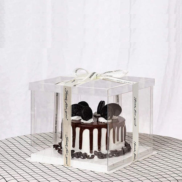 Clear Square Cake Box W/ White Base & Clear Lid For 4" 6" 8" 10" Cake ...