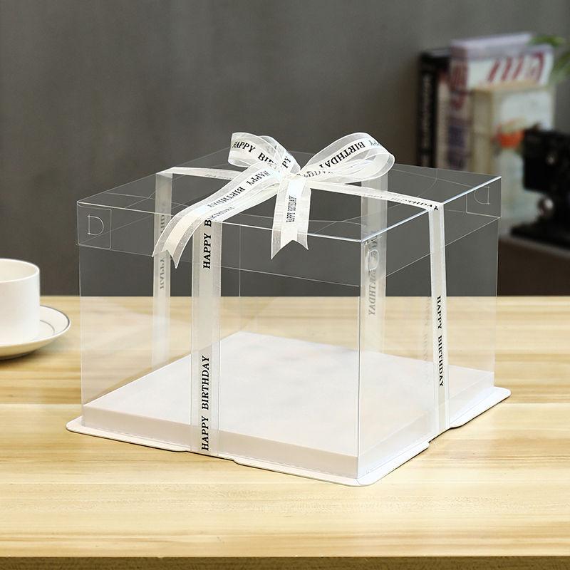Clear Square Cake Box W/ White Base & Clear Lid For 4" 6" 8" 10" Cake ...