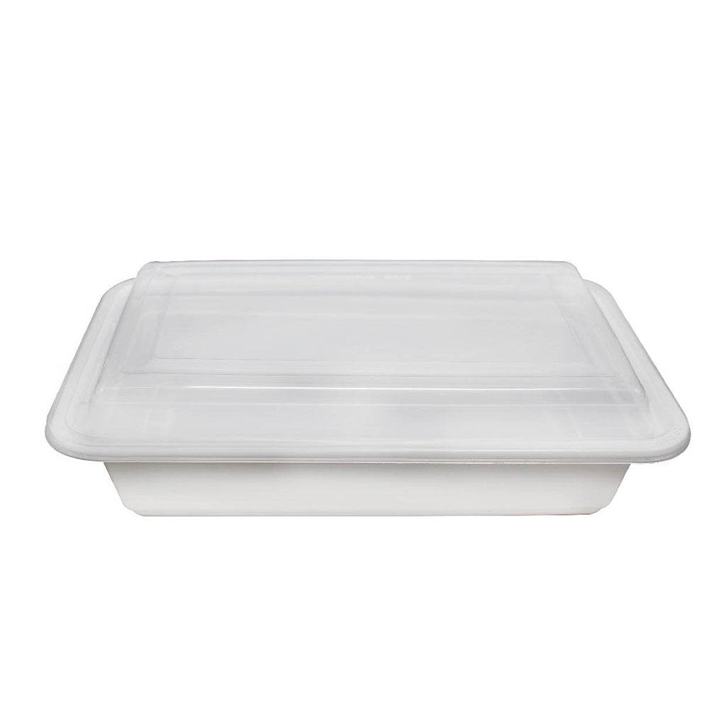 RE-32 | HD 32oz Microwaveable White Rectangular To Go Container W/ Lid ...
