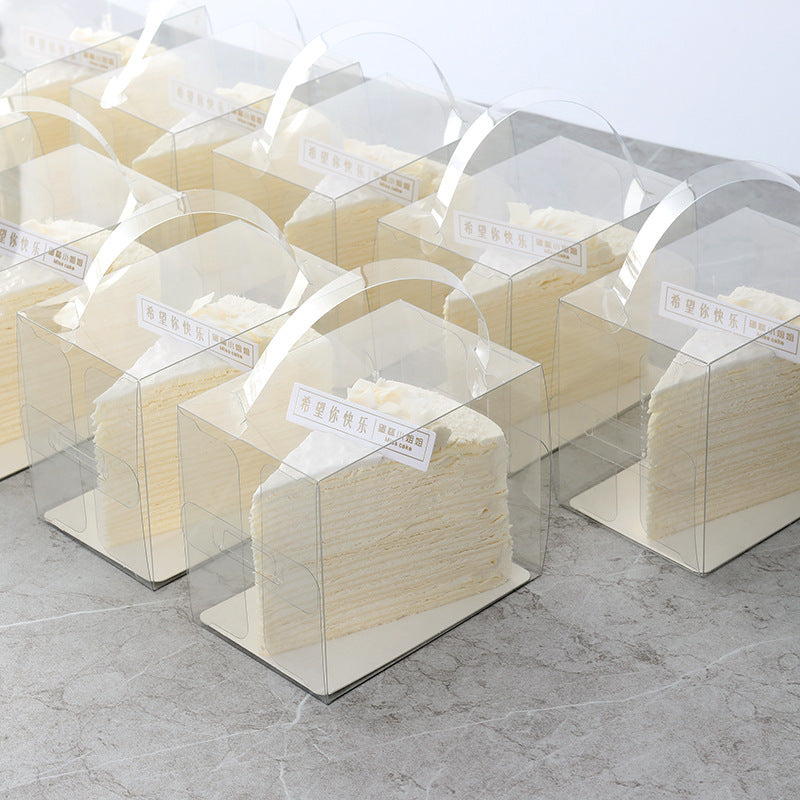 Clear Rectangular Sliced Cake Box W/ Handle & Board - 50 Sets – HD Bio ...