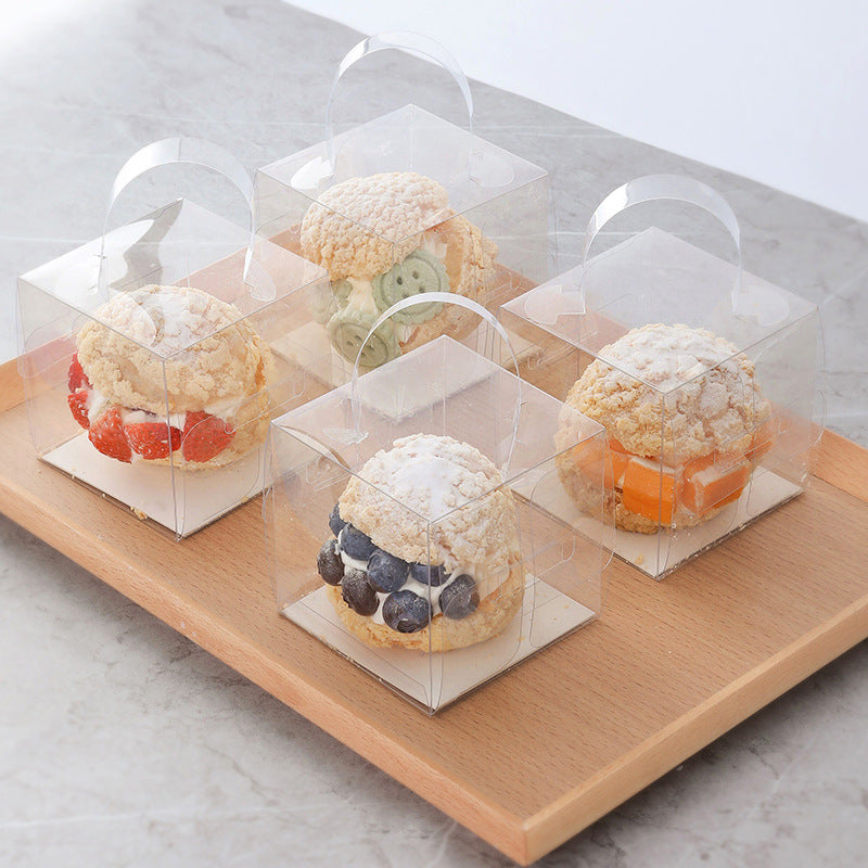 Clear Square Cake Box W/ Handle & Board | Ideal for 3" 4" Cake-50 Sets ...